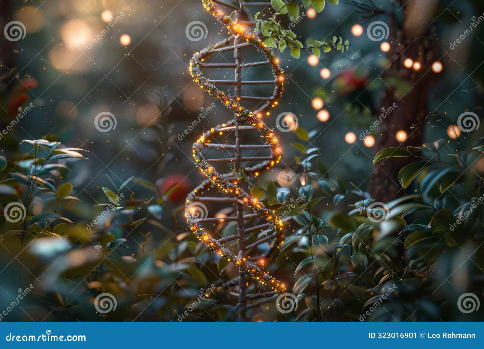 Shimmering DNA Structure Amidst Winter Foliage Symbolizes the Enduring ...