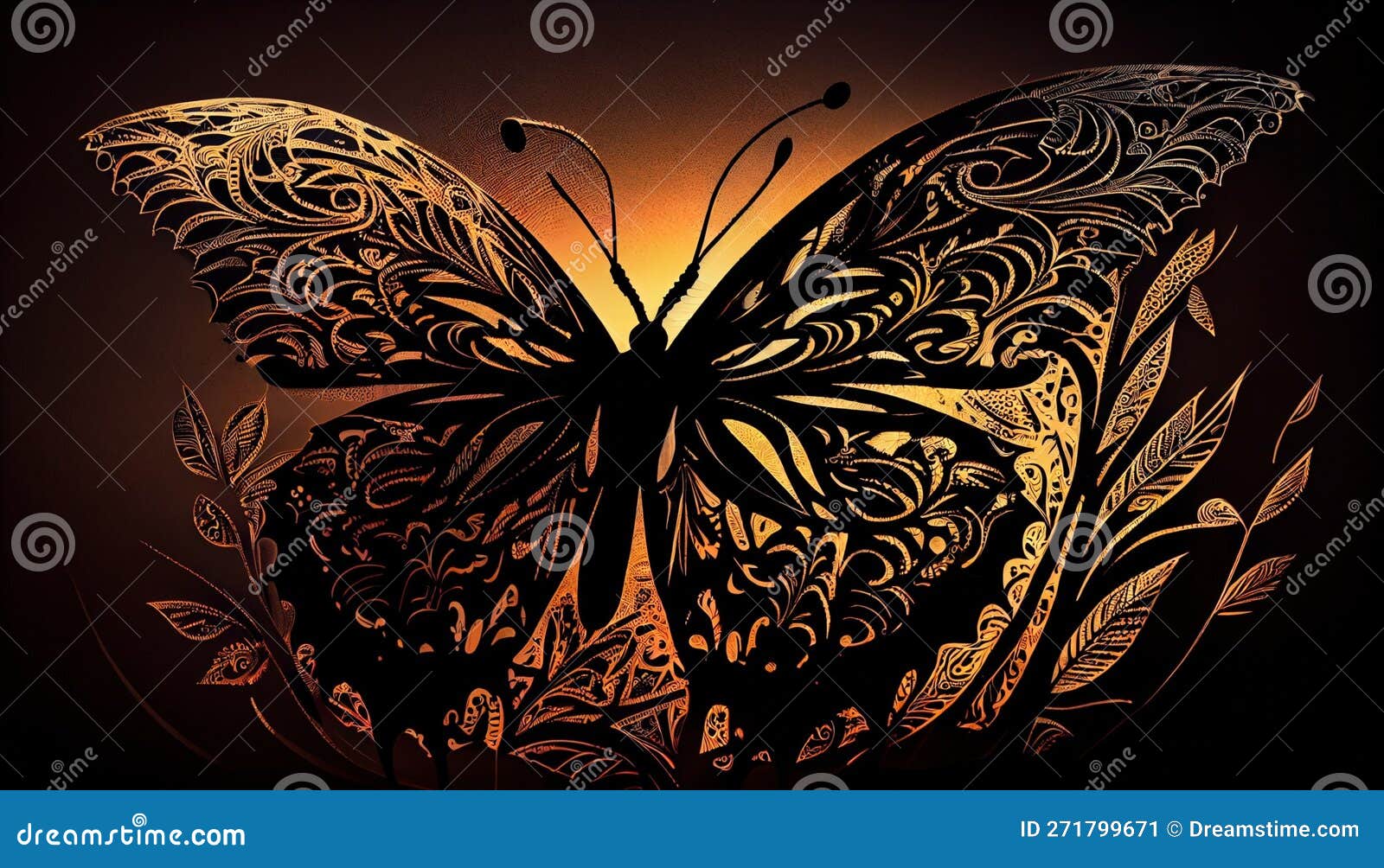 Delicate Butterfly in Sunset Glow, Made with Generative AI Stock ...