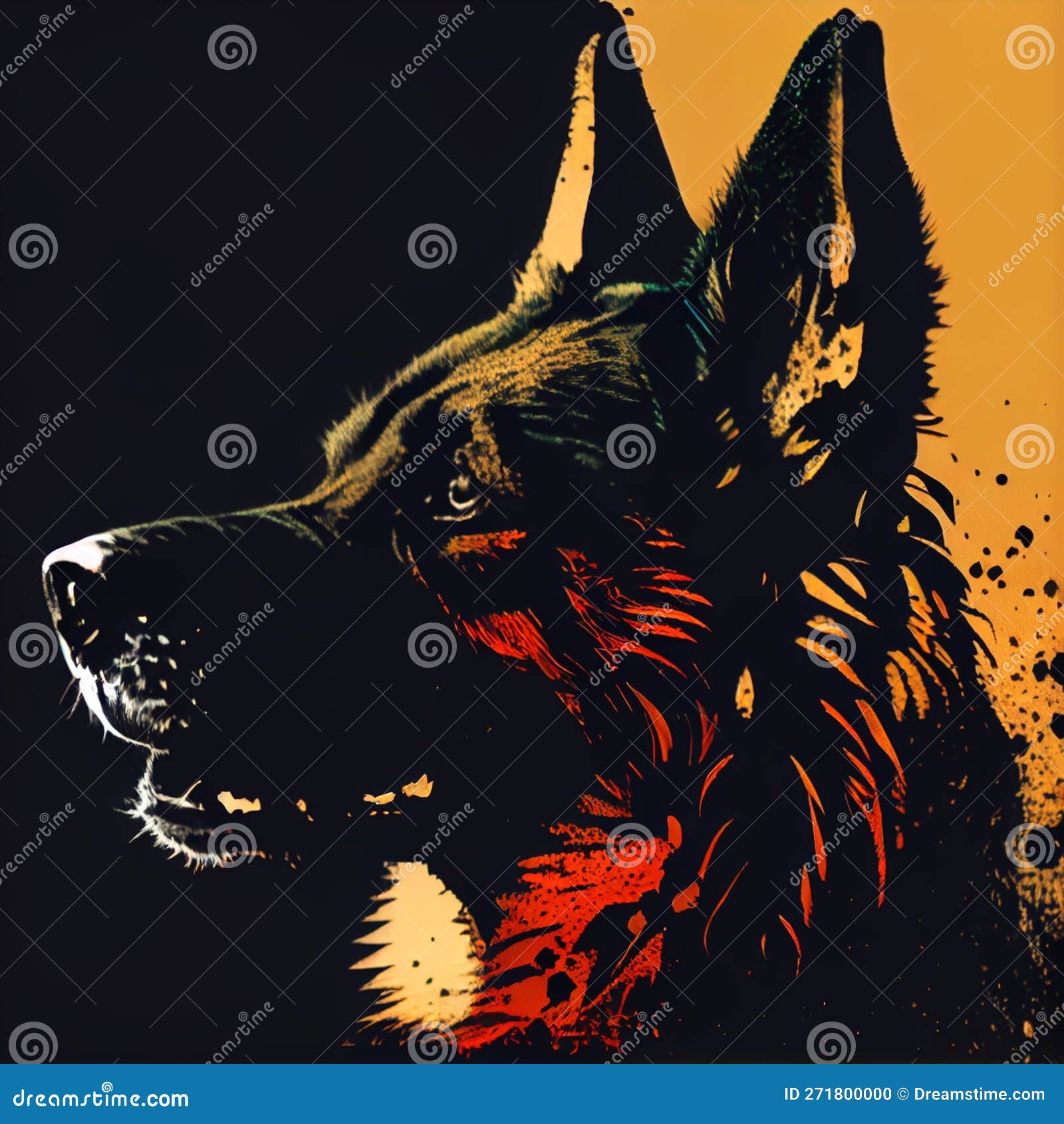 Snarling Dog Face, Made with Generative AI Stock Illustration ...