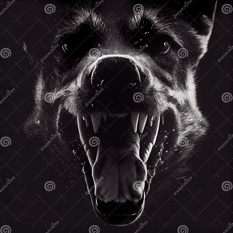 Snarling Dog Face, Made with Generative AI Stock Illustration ...