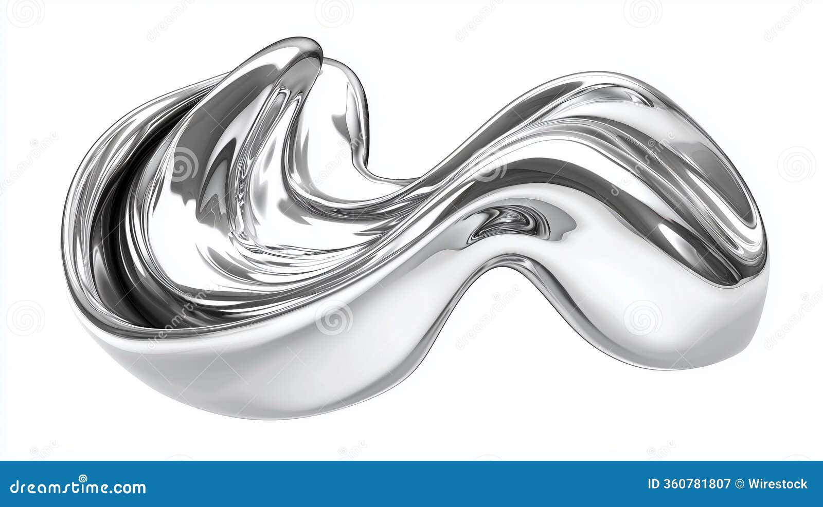 Silver Fluid Form, Dynamic Curves, Abstract Sculpture, Reflective ...