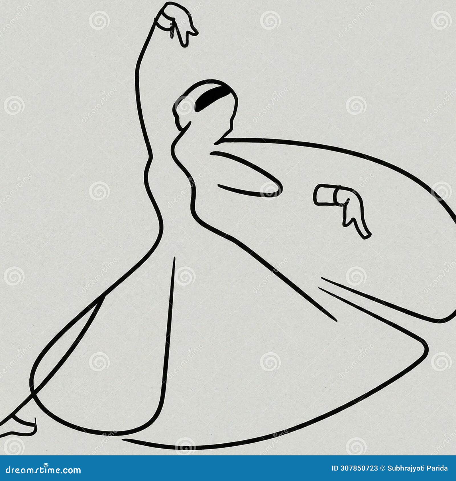 AI Generated Line Drawing Of A Classical Kathak Dancer In An Unique ...