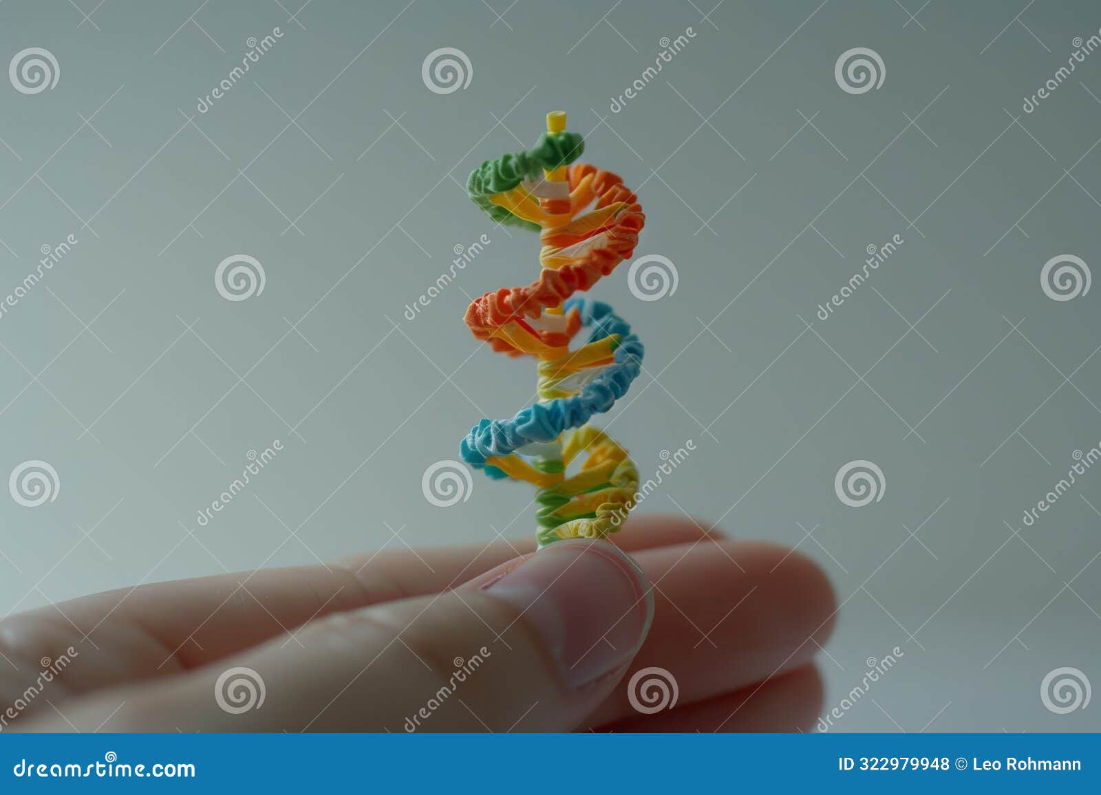 Single Hand Holding a Twisting Orange DNA Strand, Demonstrating ...
