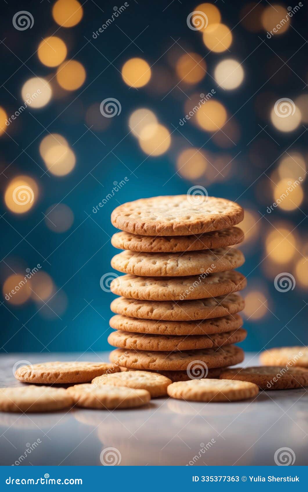 A Single Round Crackers on a White Surface. Stock Image - Image of ...
