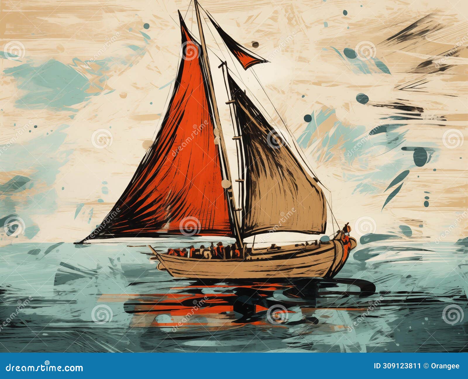 AI generated sloop stock illustration. Illustration of mast - 309123811