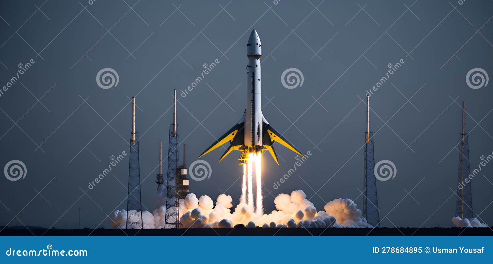 Ai Generated a Space Shuttle Launching from a Launch Pad with Smoke and ...