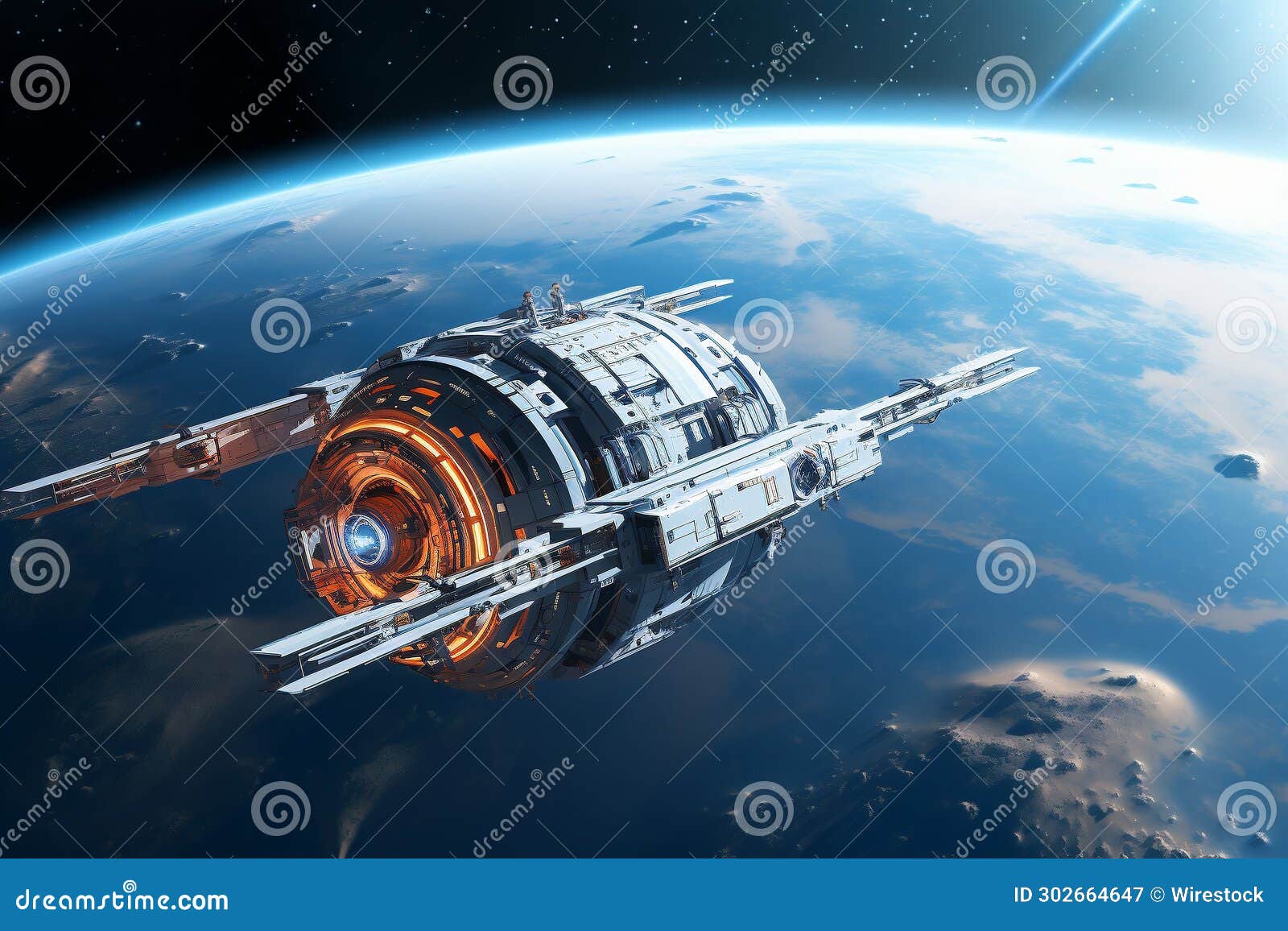 AI Generated Spacecraft Flying in Cosmos Stock Illustration ...