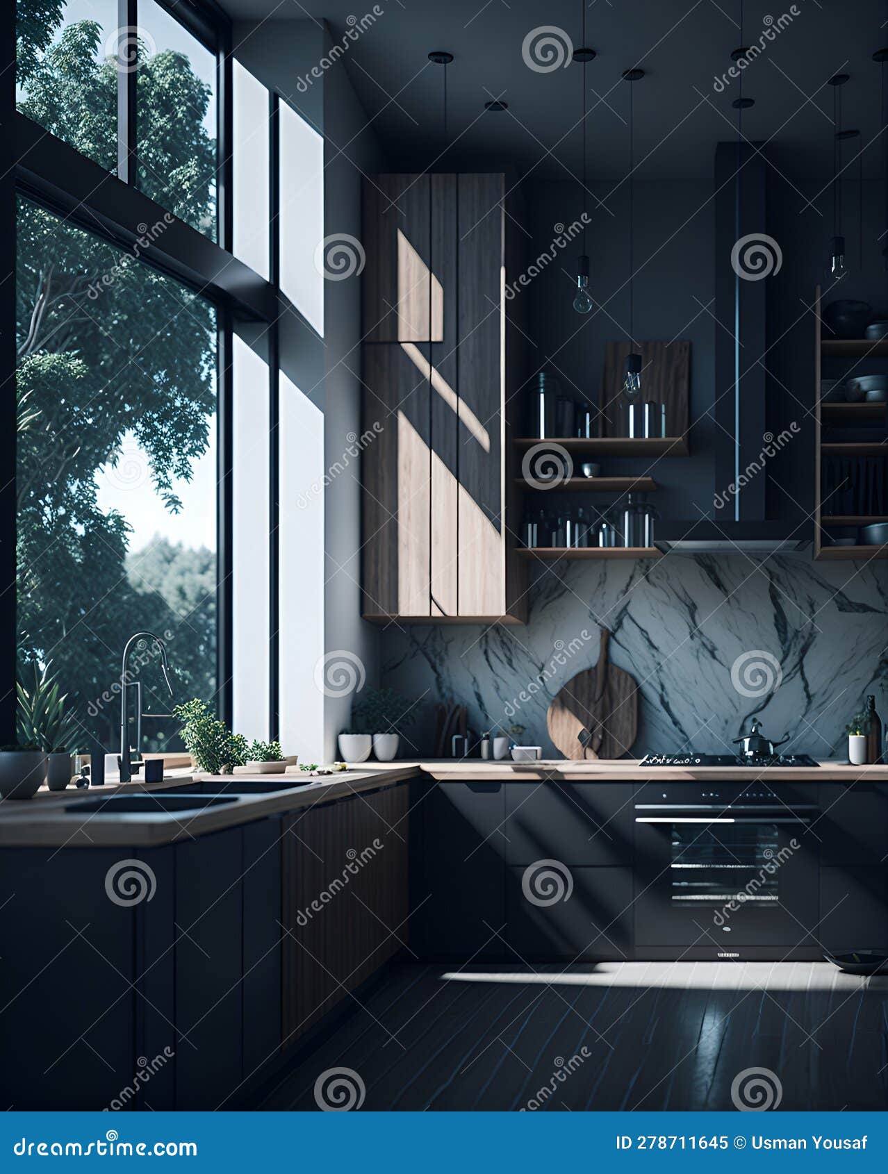 Ai Generated a Spacious and Bright Kitchen Featuring a Large Window and ...
