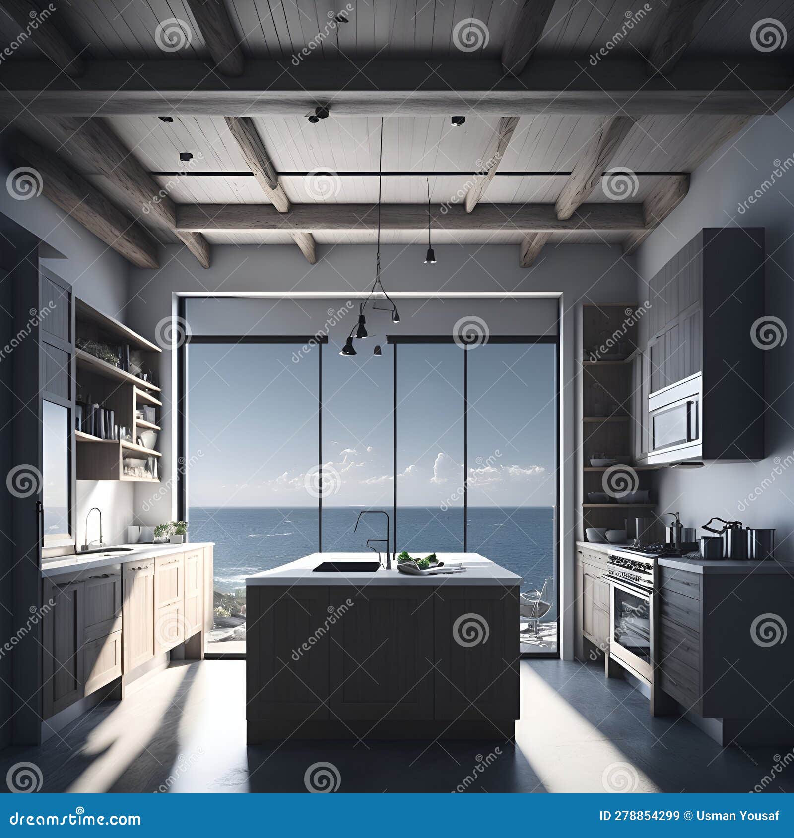 Ai Generated a Spacious Modern Kitchen with an Open Floor Plan and ...