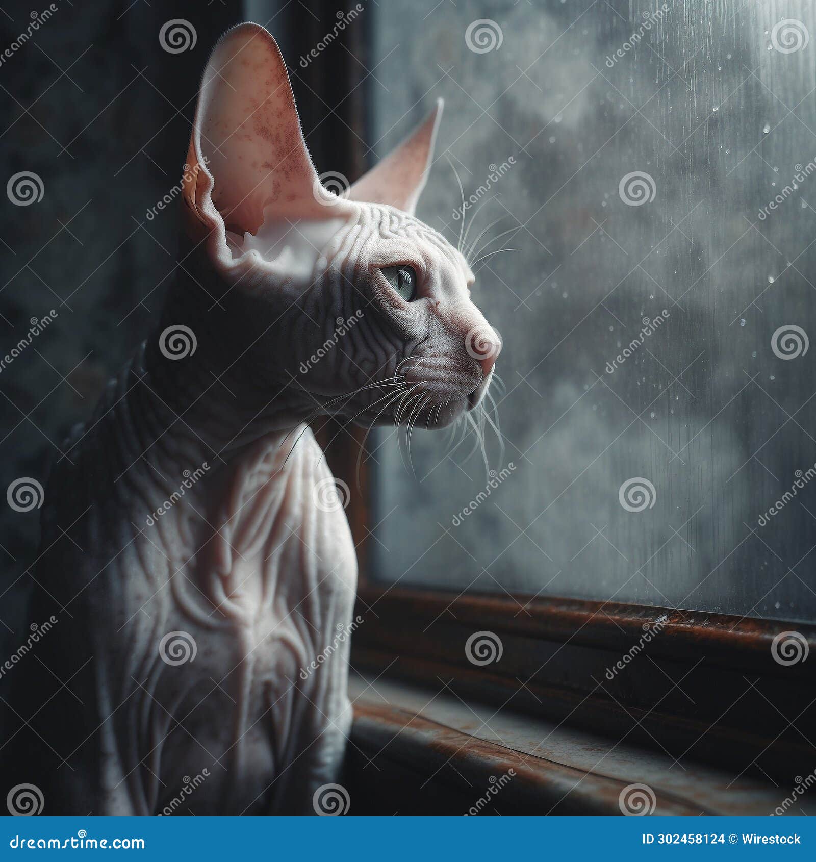 AI Generated Sphinx Cat Near Window Stock Photography | CartoonDealer ...