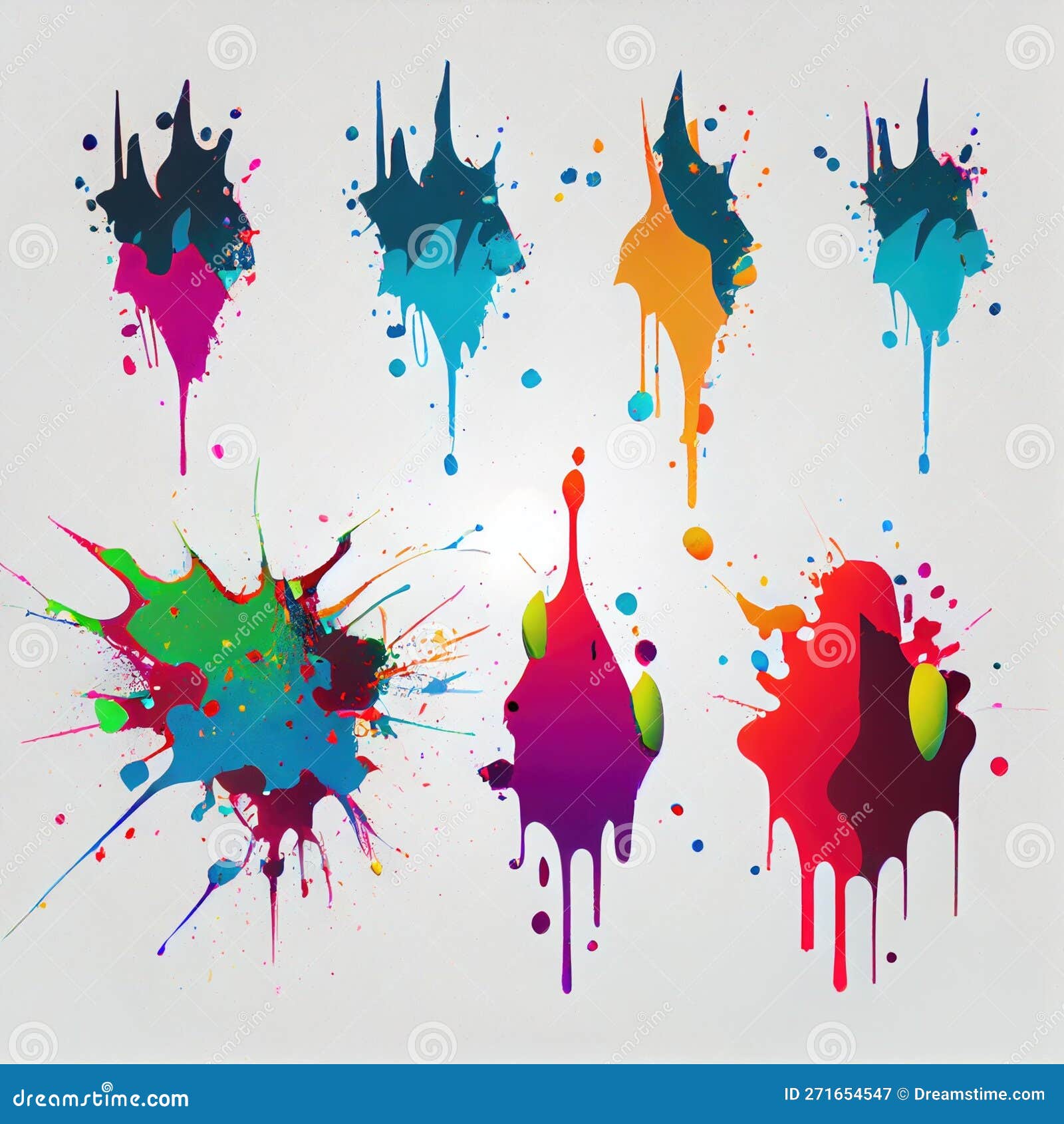 Paint Splatters Sprite, Made with Generative AI Stock Illustration ...