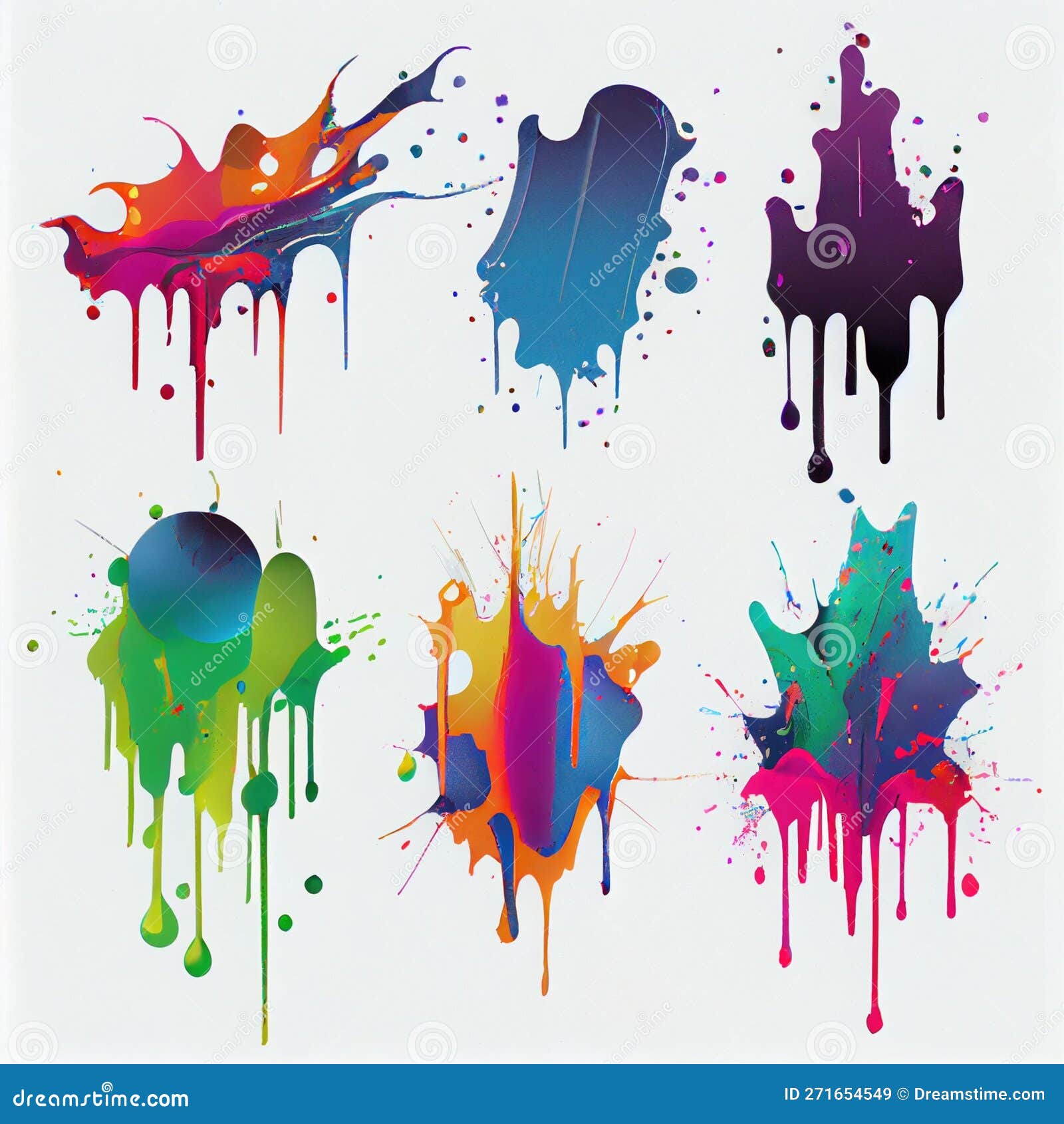 Paint Splatters Sprite, Made with Generative AI Stock Illustration ...