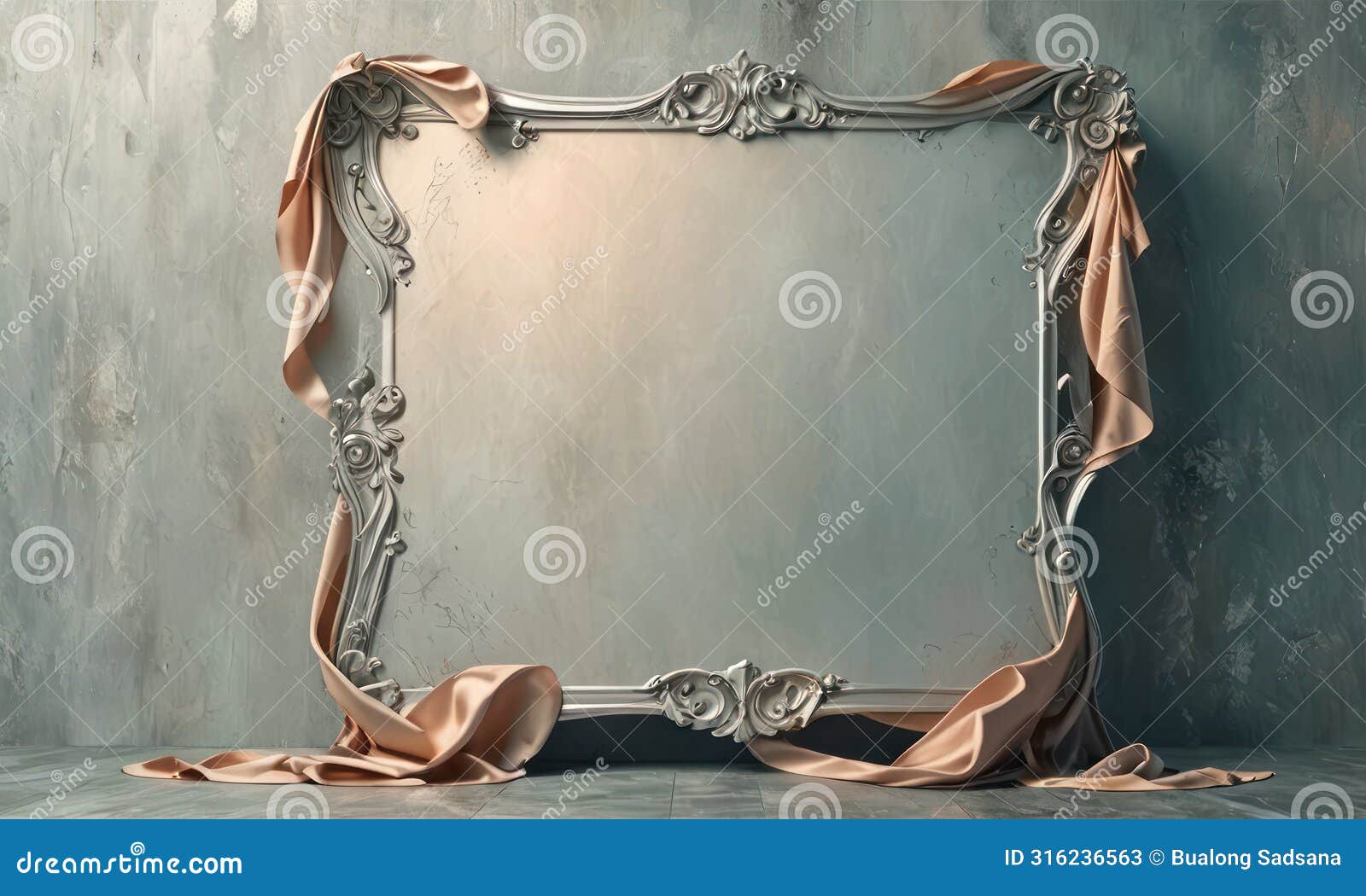 A Square Mirror Frame with a Gold Ribbon Around it. Stock Illustration ...