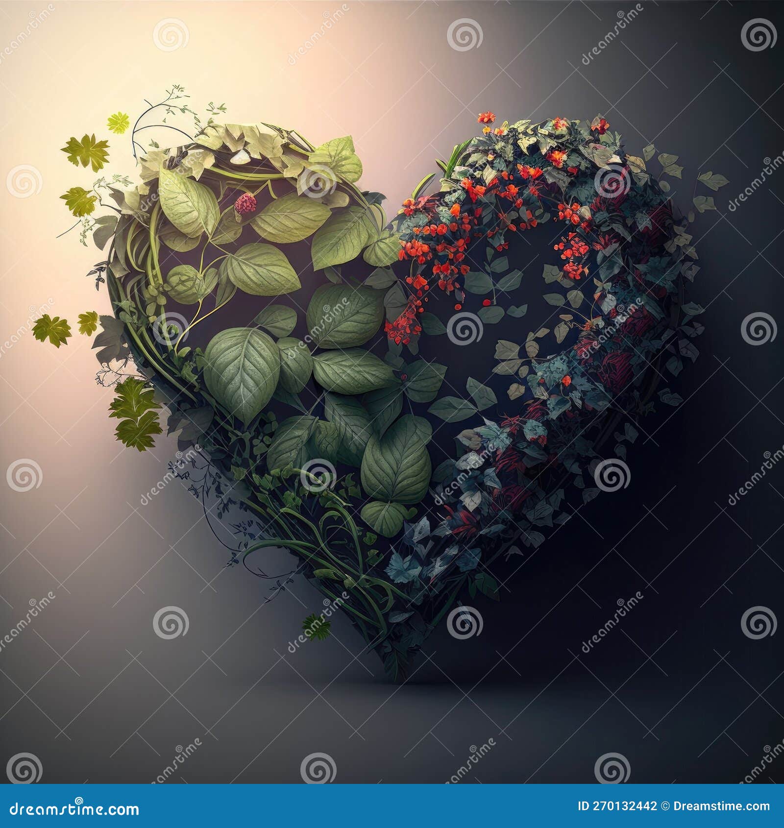 Ai Generated Stock Image of Leaves Forming a Heart, Generative Ai ...