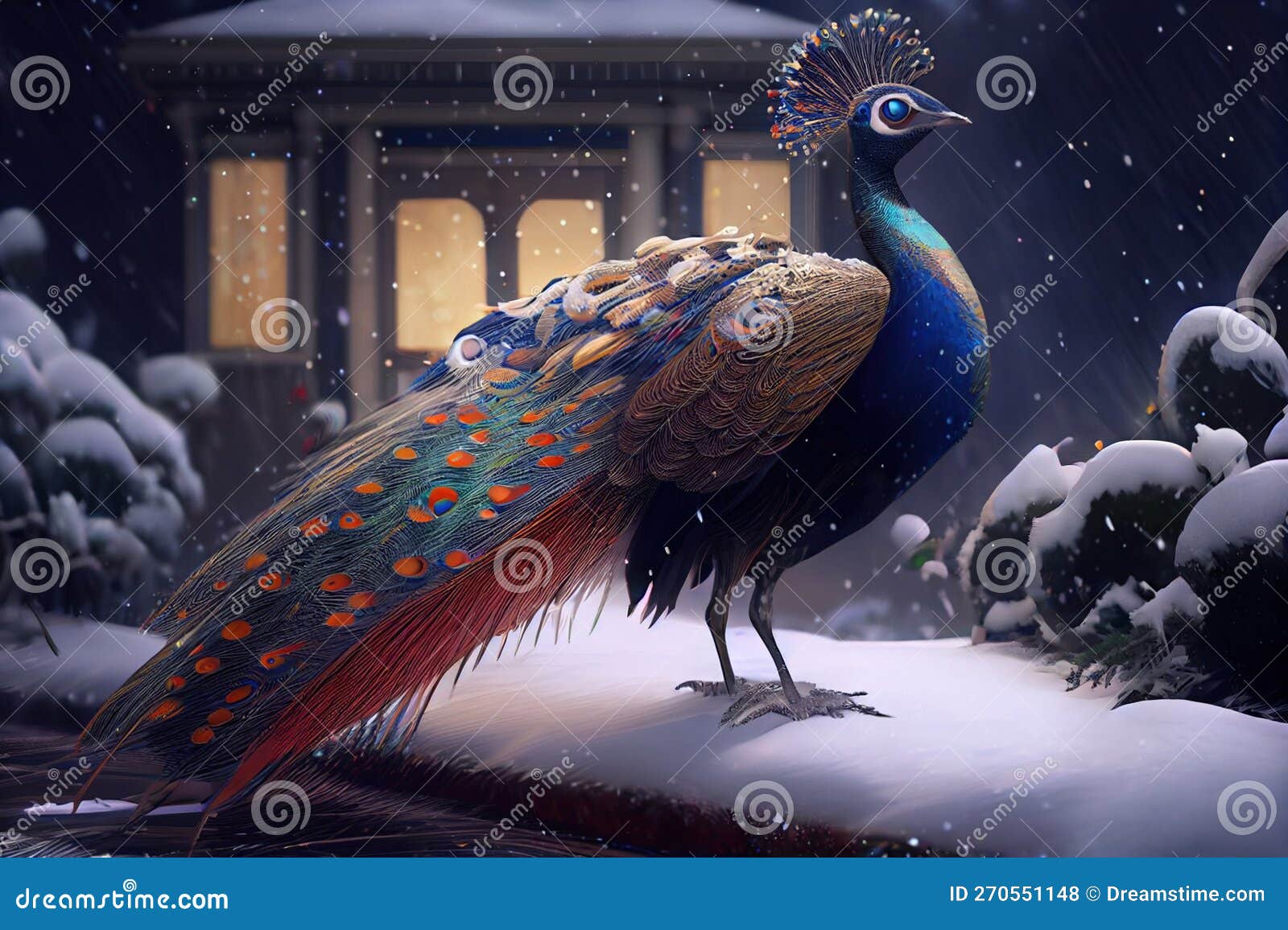 Hyperrealistic Peacock in a Surreal Blizzard, Made with Generative AI ...