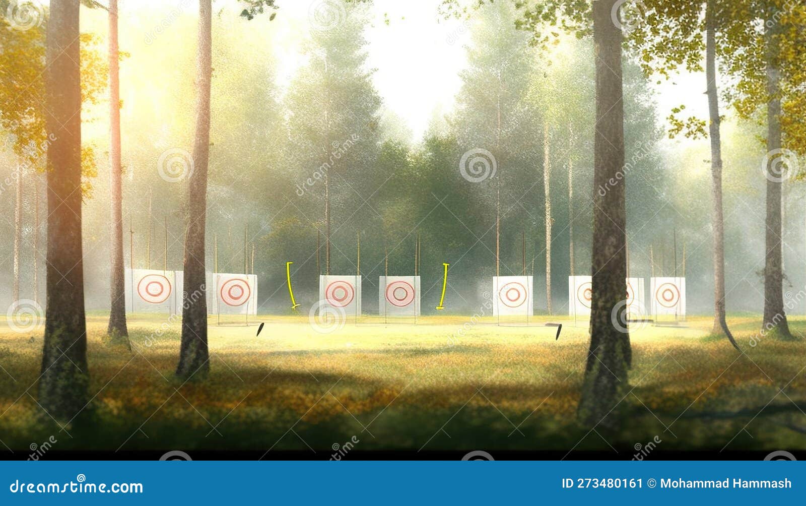 Misty Forest Archery Range, Made with Generative AI Stock Illustration ...