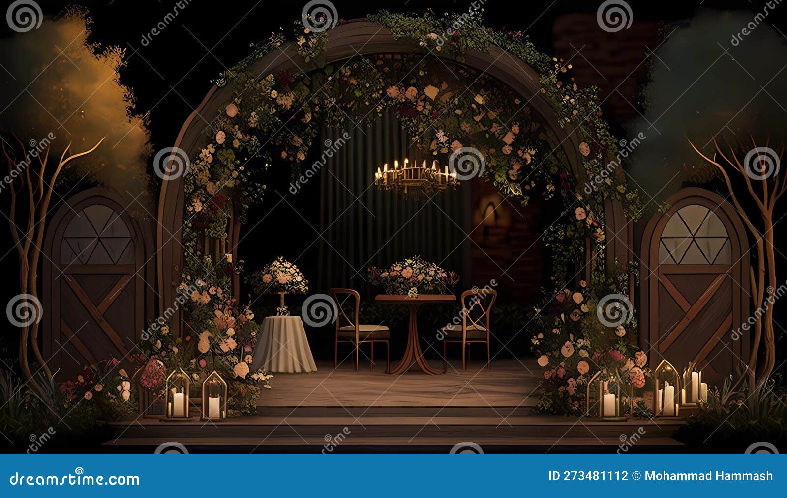 Romantic Garden Wedding Backdrop, Made with Generative AI Stock ...