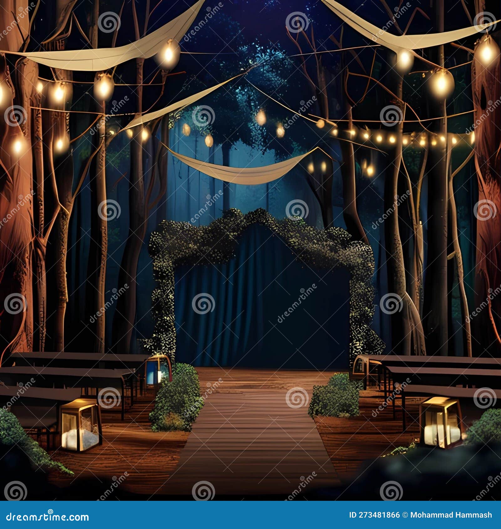 Rustic Enchantment Backdrop, Made with Generative AI Stock Illustration ...