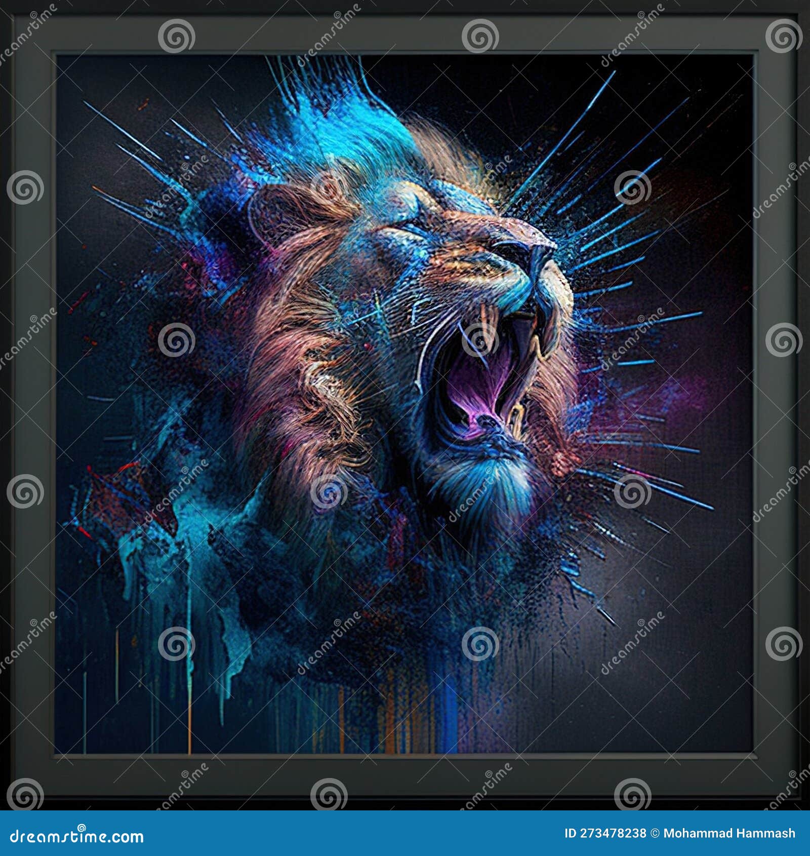 Multi-Coloured Lion, Made with Generative AI Stock Illustration ...