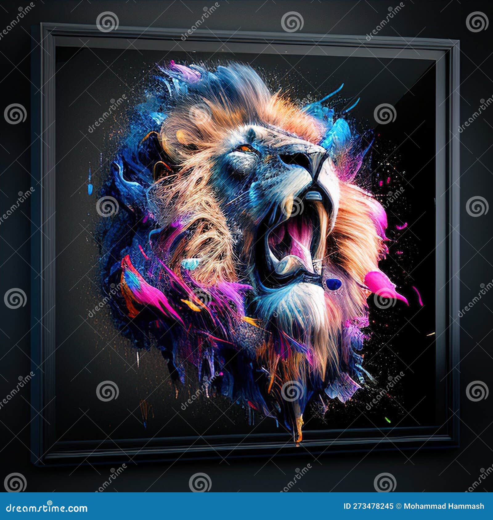 Multi-Coloured Lion, Made with Generative AI Stock Illustration ...