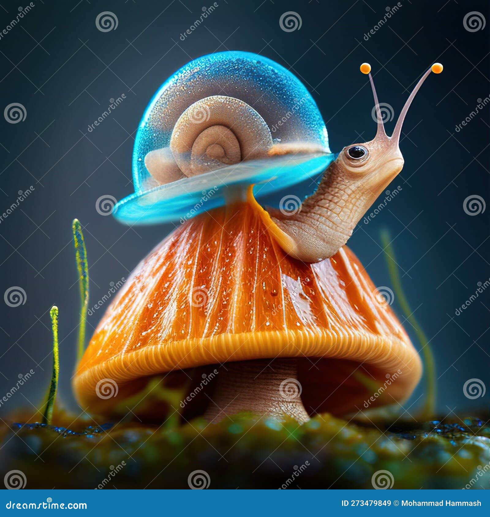 Snail on Mushroom, Made with Generative AI Stock Image - Image of ...