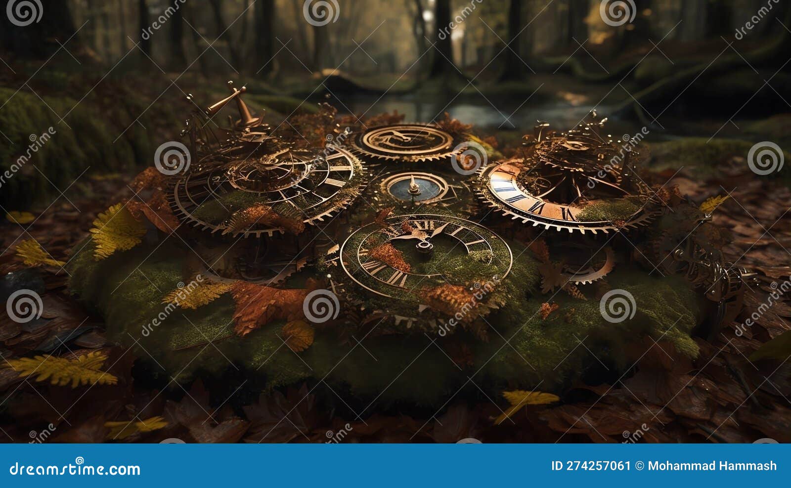 Clockwork Forest, Made with Generative AI Stock Illustration ...