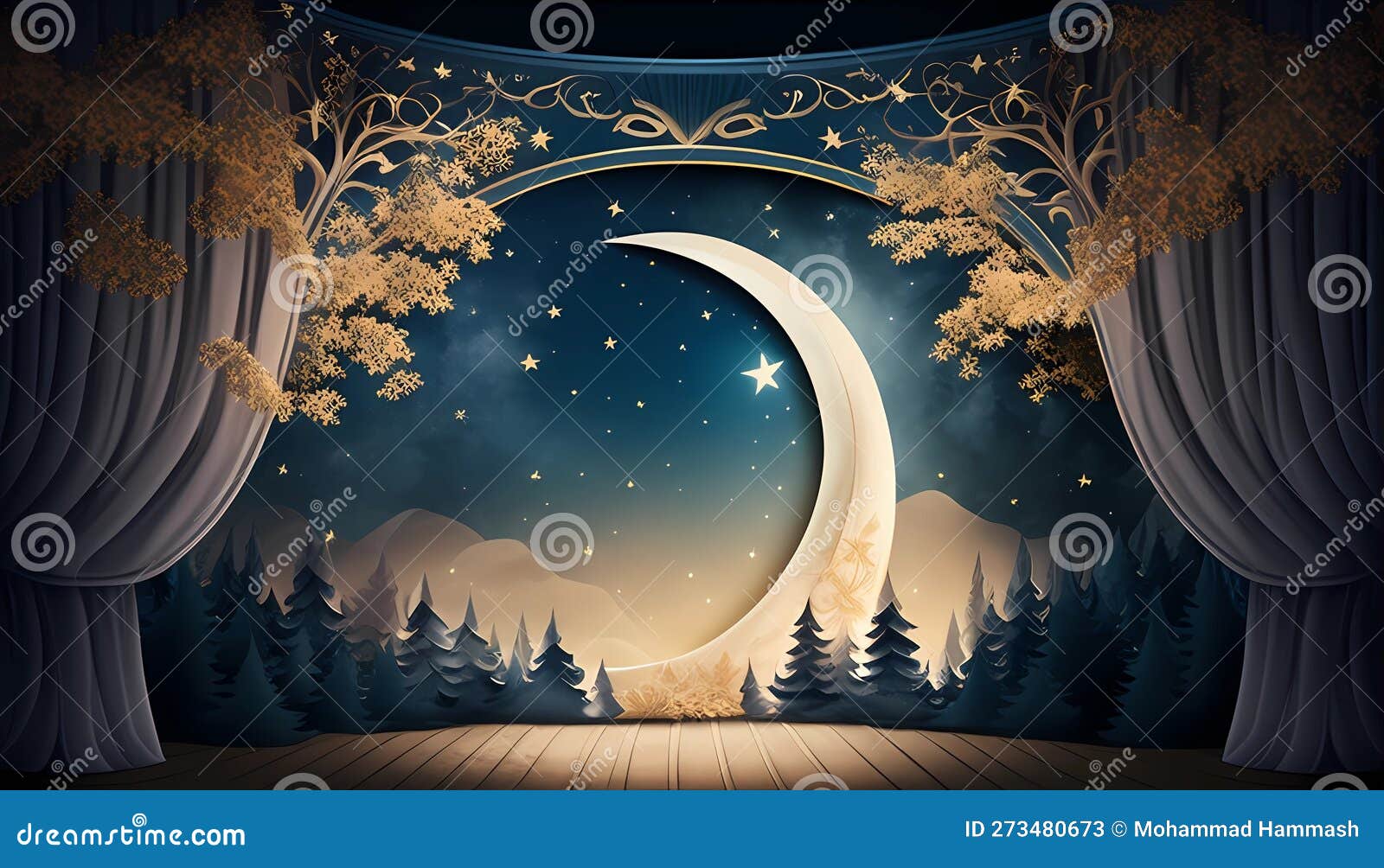 Dreamy Stage Backdrop, Made with Generative AI Stock Illustration ...