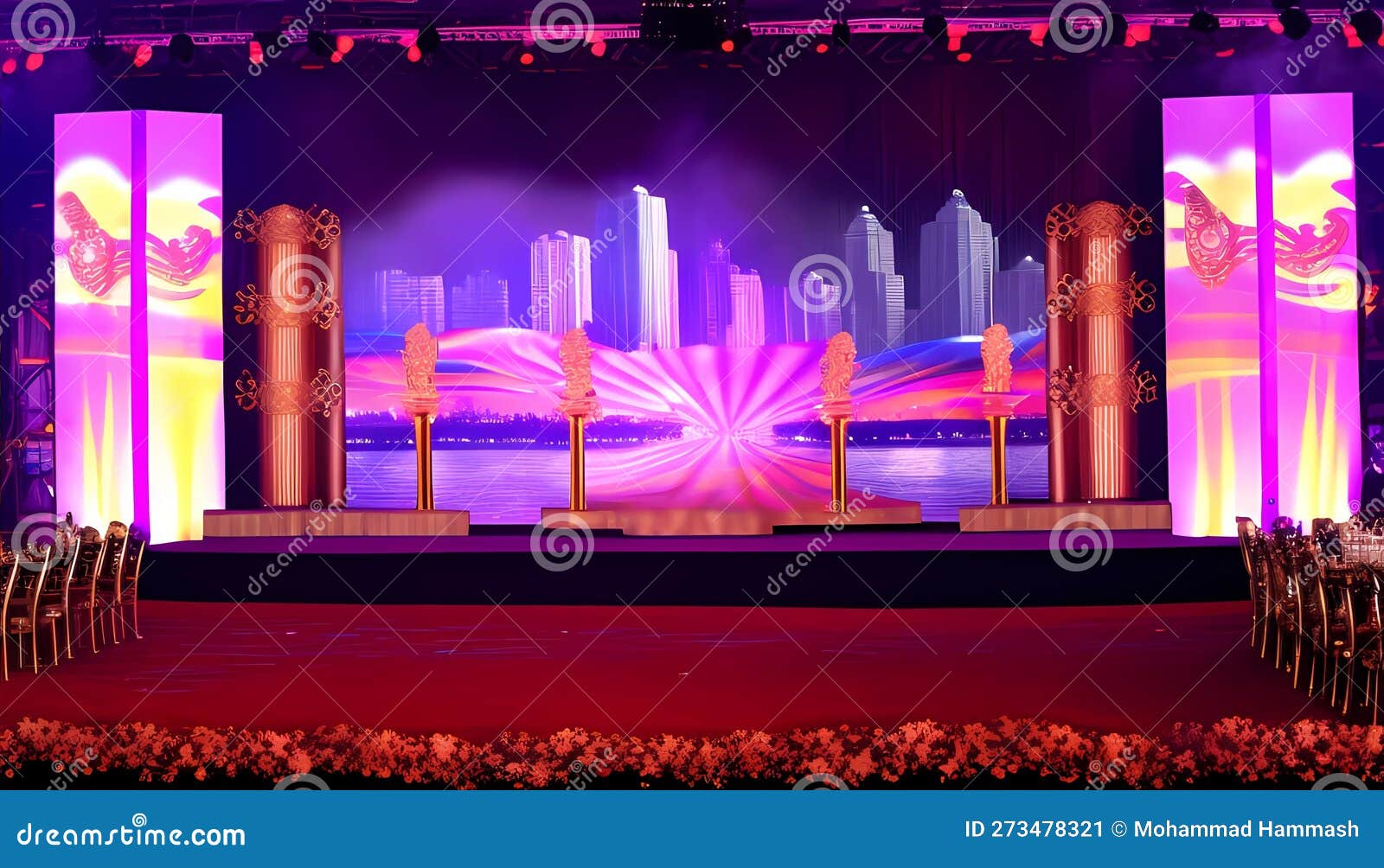 Vibrant Stage Set, Made with Generative AI Stock Illustration ...