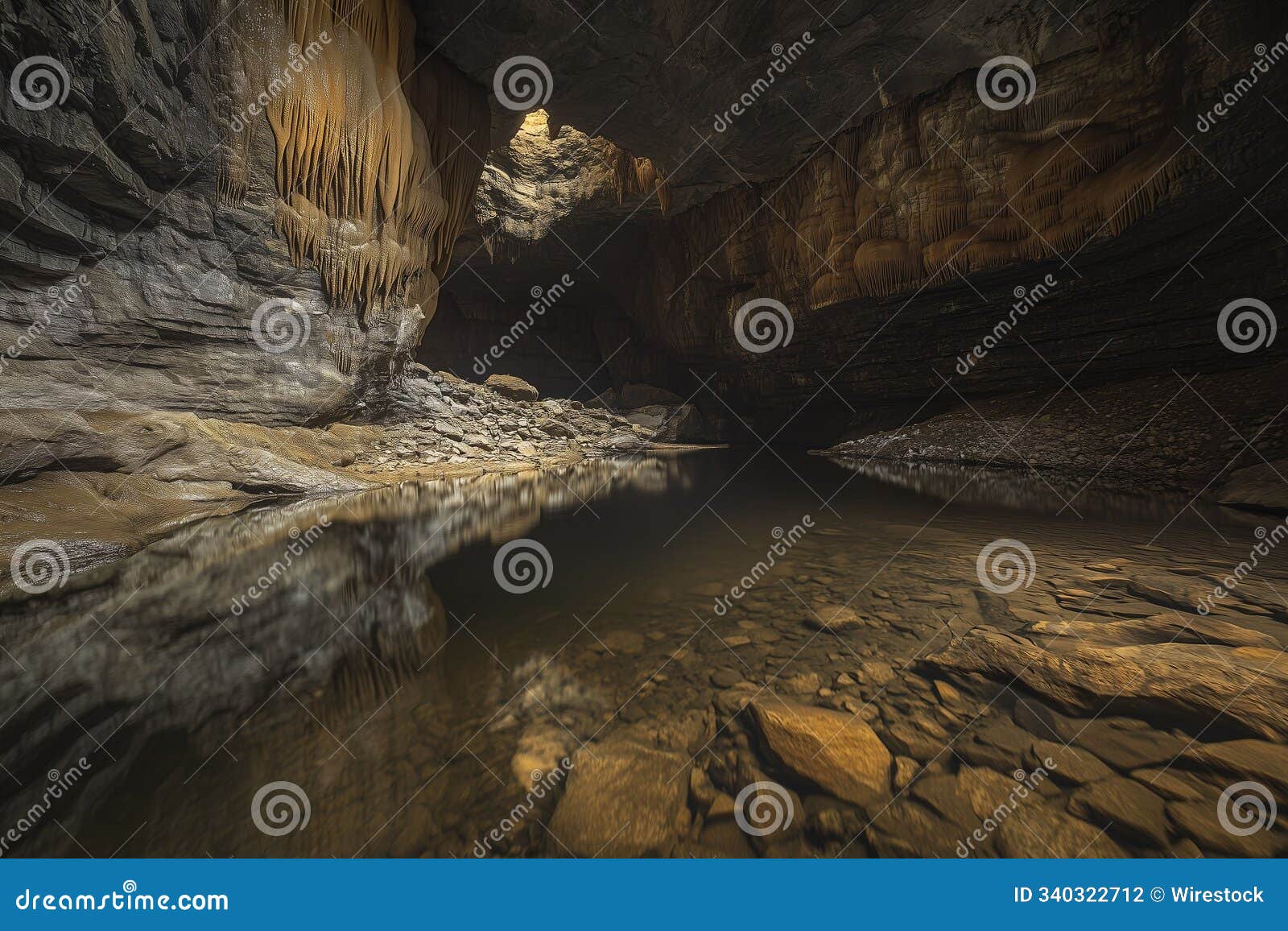 AI-generated Stunning View of a Cave Interior with Stalactites and a ...