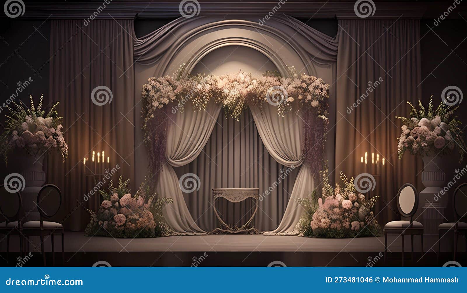 Romantic Wedding Backdrop, Made with Generative AI Stock Illustration ...