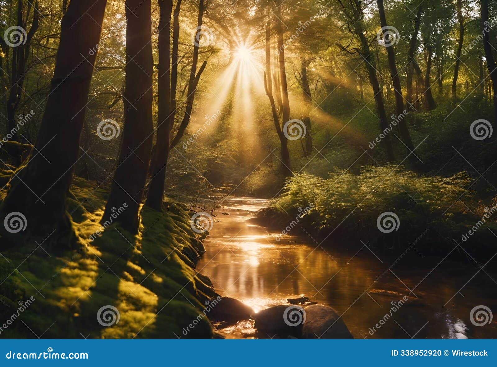 AI-generated Sun Rays Filter through Trees in a Dense Forest ...