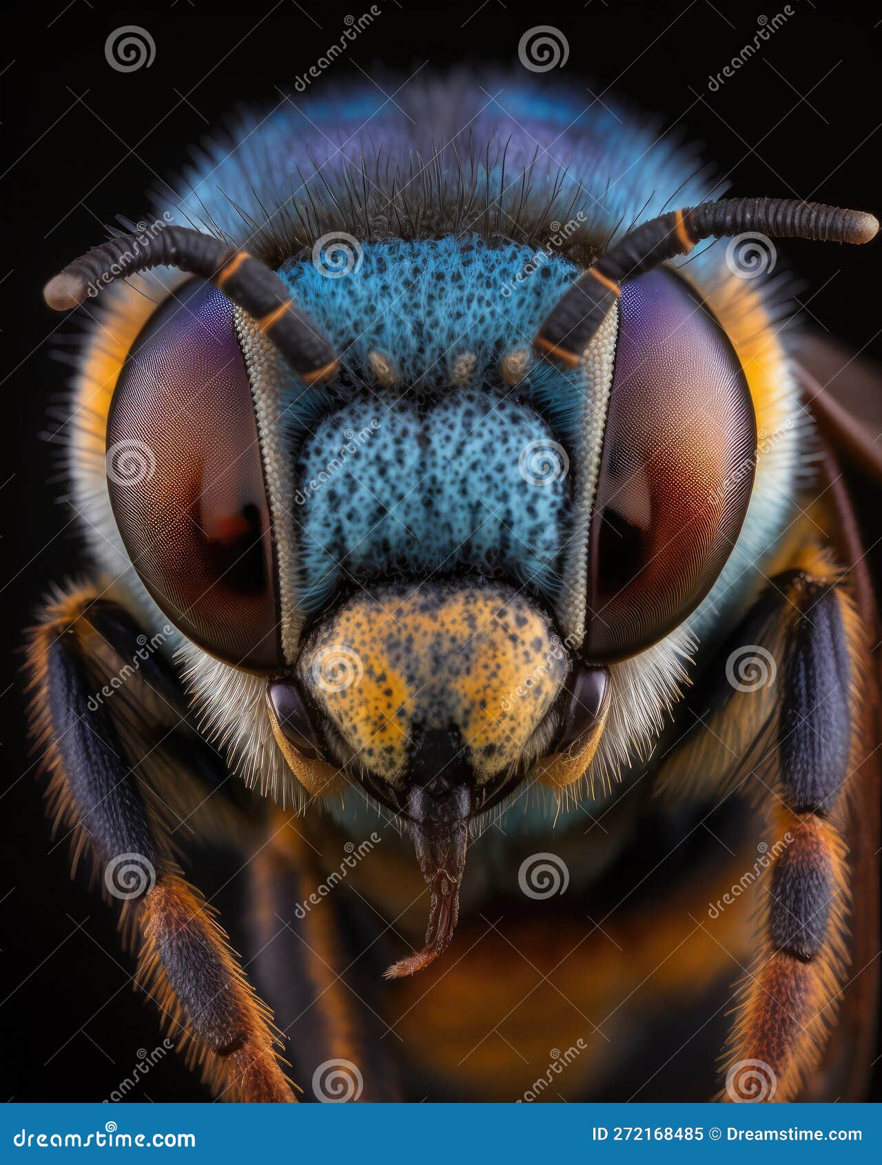 AI Generated a Super Macro Photography of a Bee in Which Its Eyes and ...