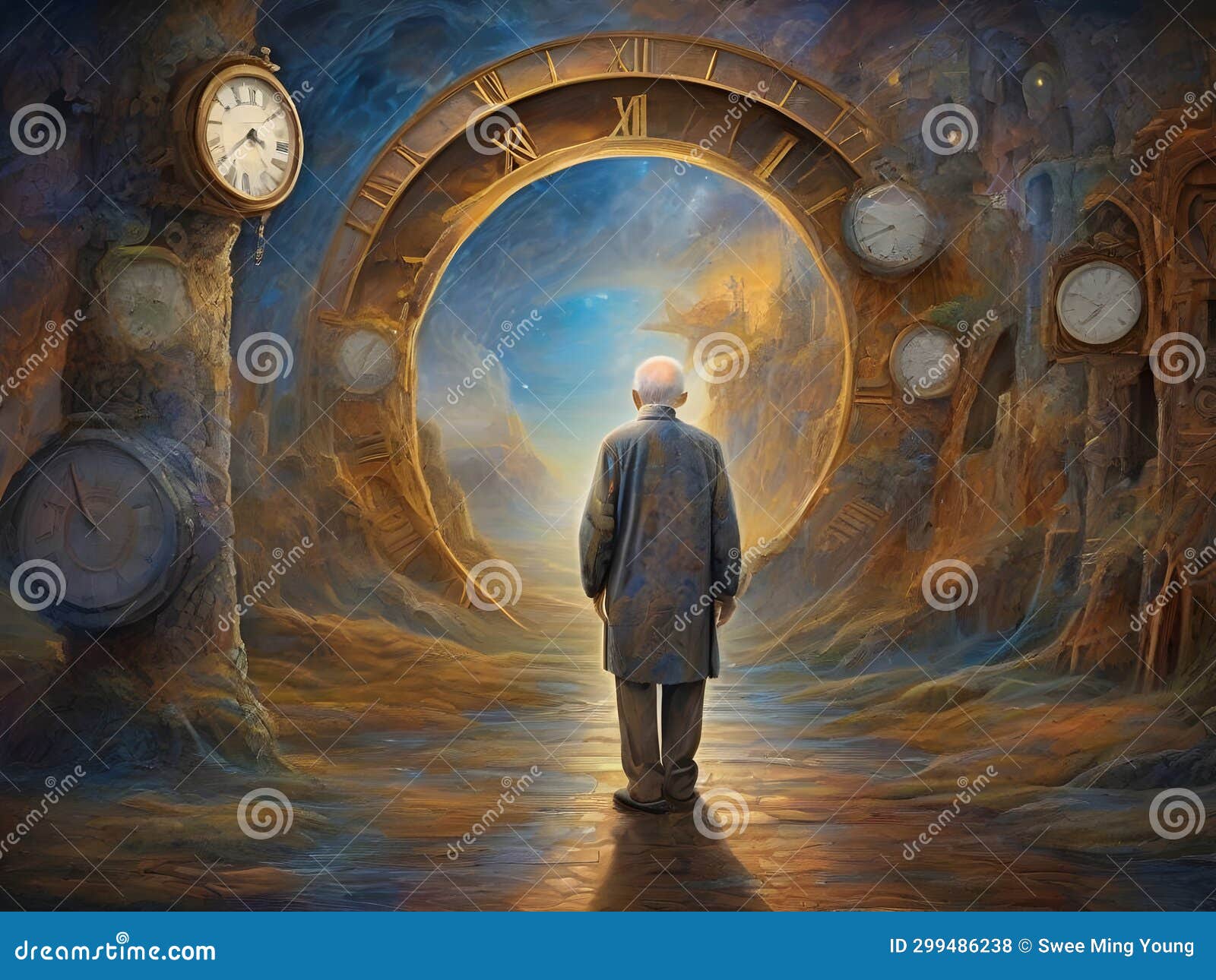 Image of Person Lost in Time,standing at Distance Looking Toward the ...