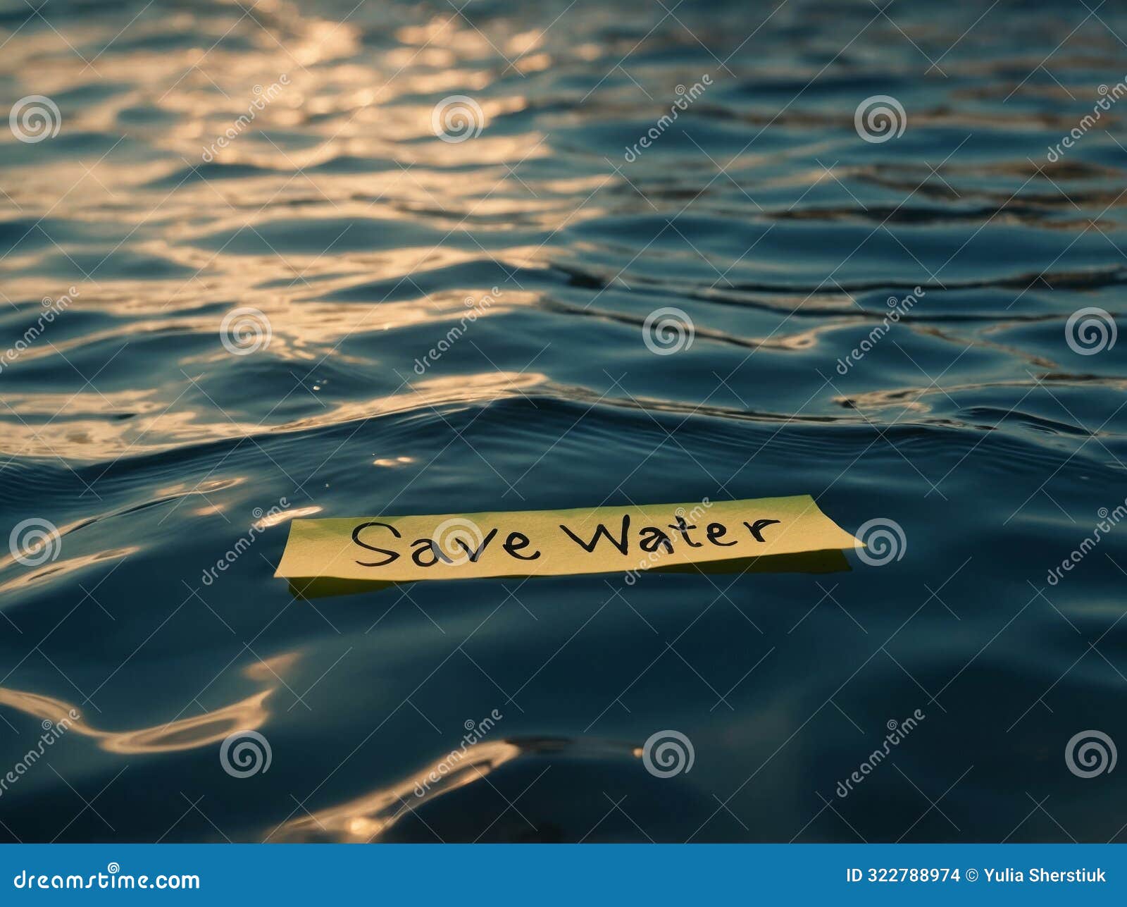 The Text SAVE WATER Written in a Sticky Note, Sticky Note on the Water ...