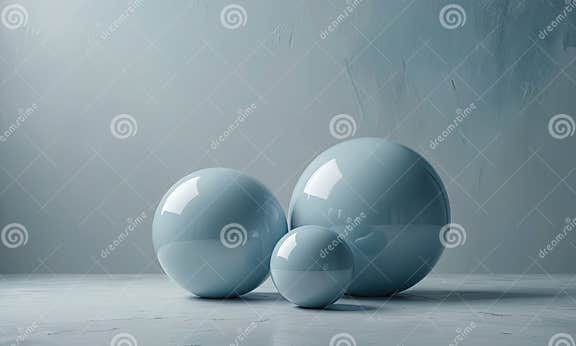Three Blue Balls are Sitting on a Table. Stock Illustration ...