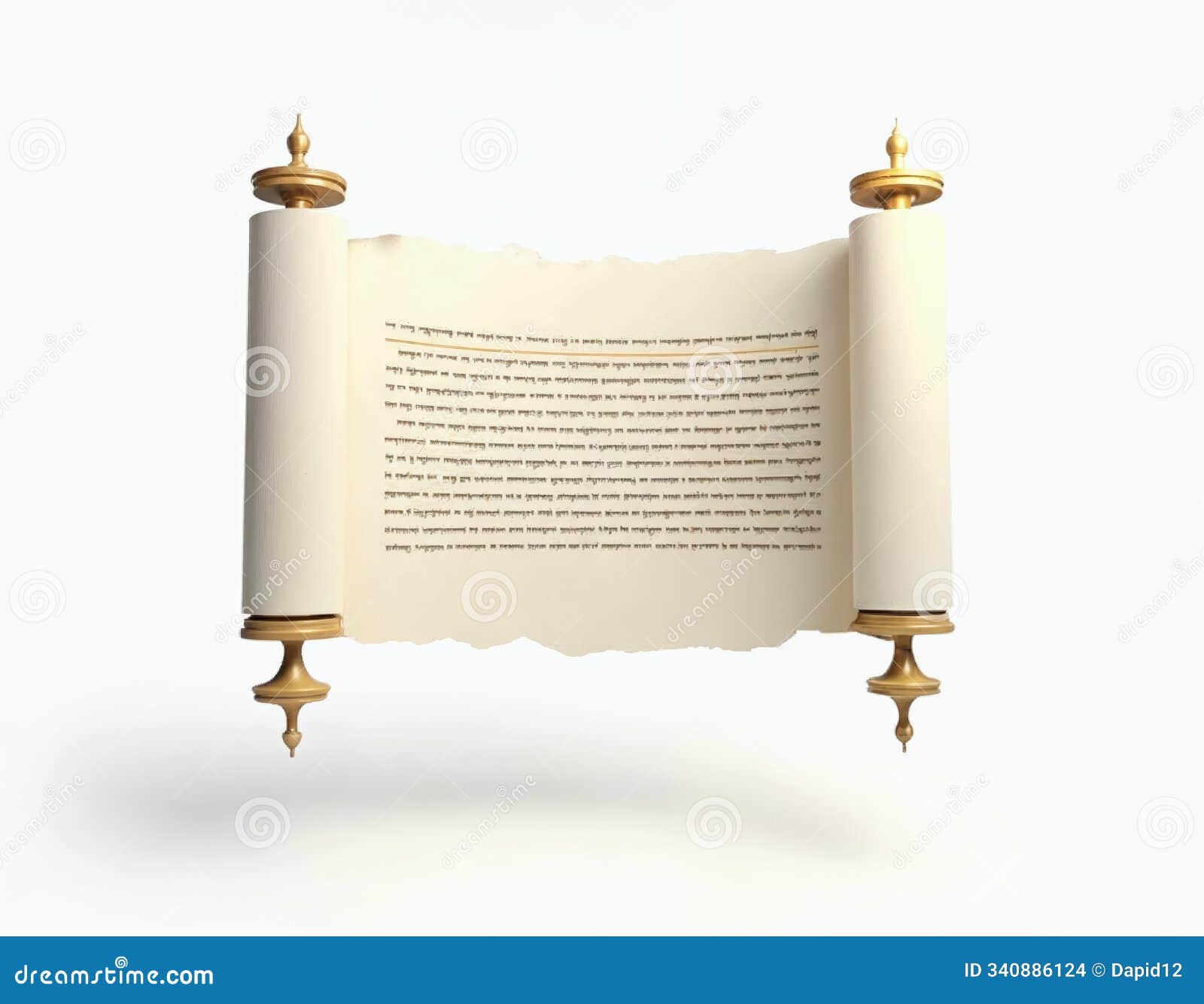 A Torah Scroll with the Hebrew Texts Written on it Floating on White ...