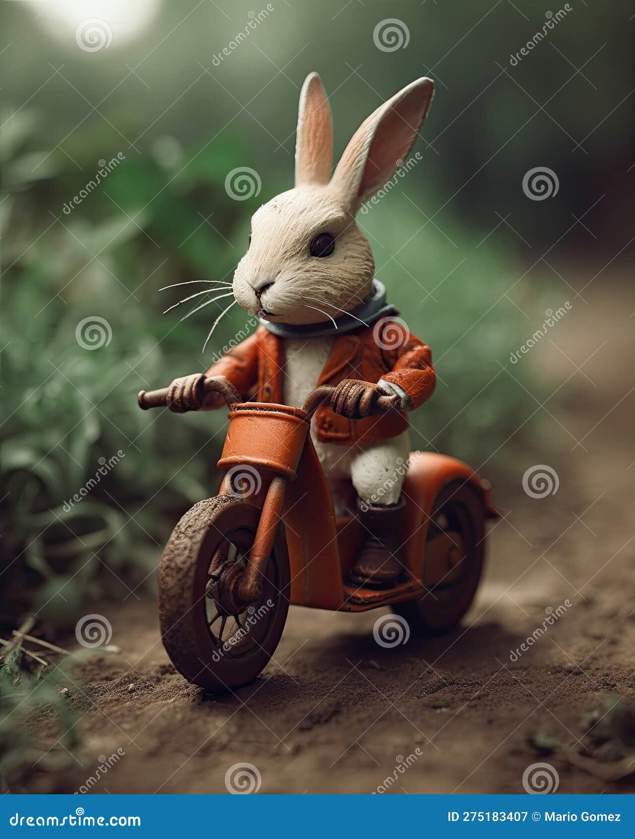 A Toy Rabbit in a Jacket Riding a Mini Motorcycle Created with ...