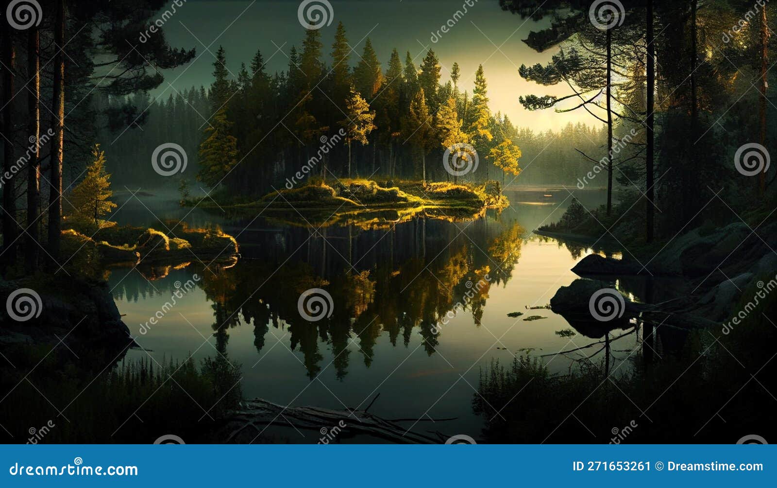 Reflections in Nature, Made with Generative AI Stock Illustration ...