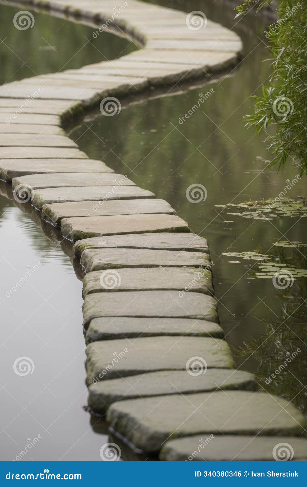 Tranquil Stone Pathway Over Serene Water. Stock Photo - Image of ...