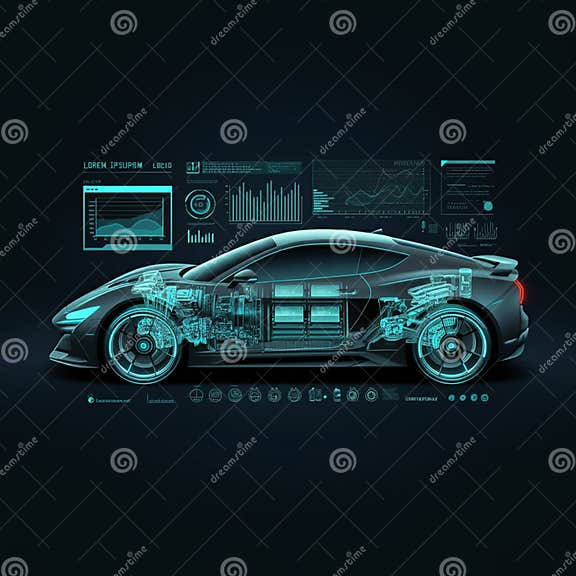 AI-Generated Translucent Car Rendering with Blue Glowing Highlights and ...
