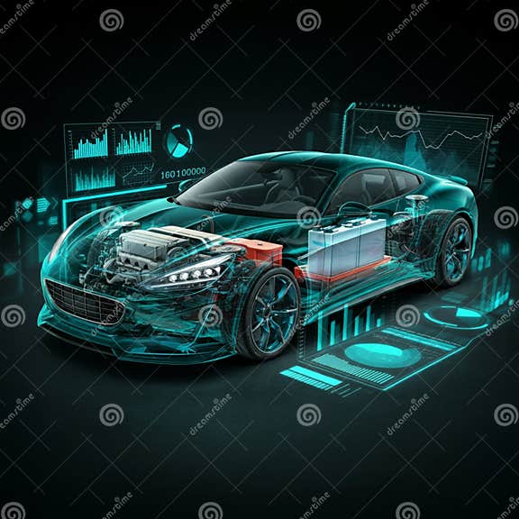 AI-Generated Translucent Car Rendering with Blue Glowing Highlights and ...