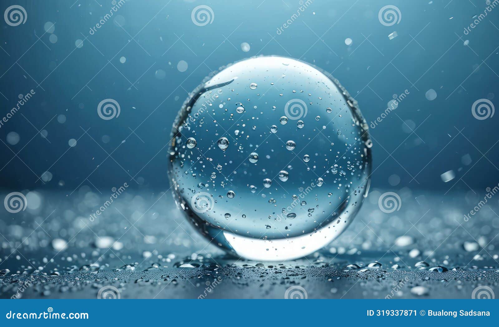 A Clear Glass Ball is Sitting on a Table. Stock Illustration - Illustration of town, landscape ...