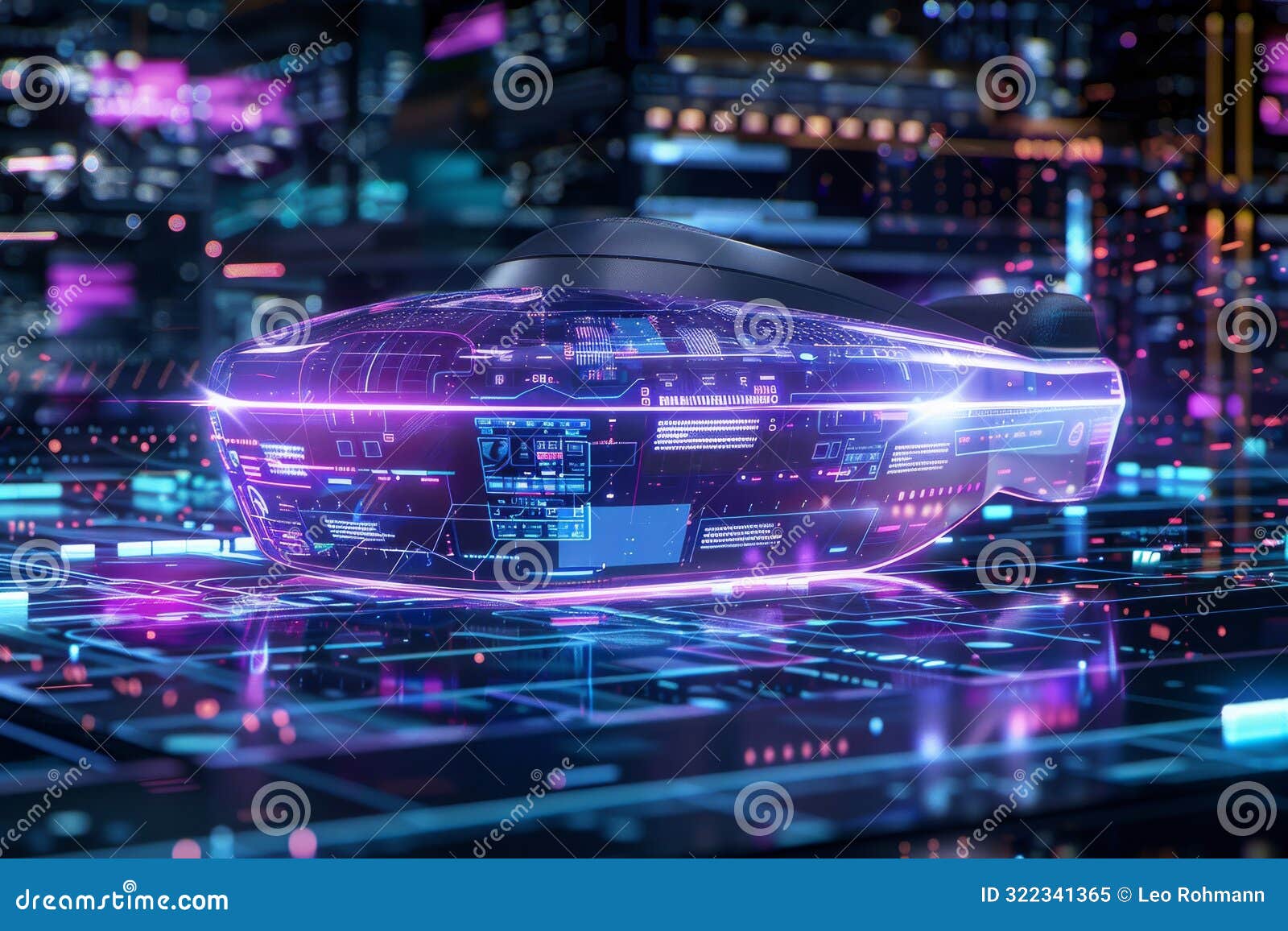 Transparent VR Headset with Holographic Interface, Blending Modern ...