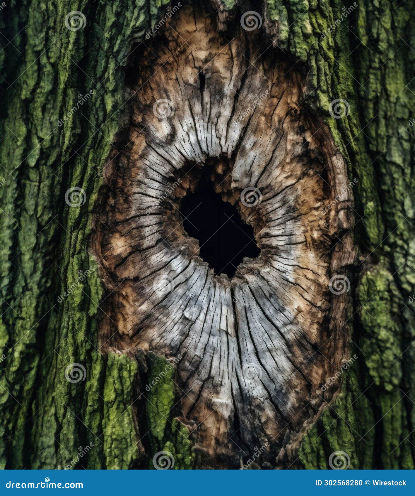 AI Generated Tree Bark with Hole Stock Illustration - Illustration of ...