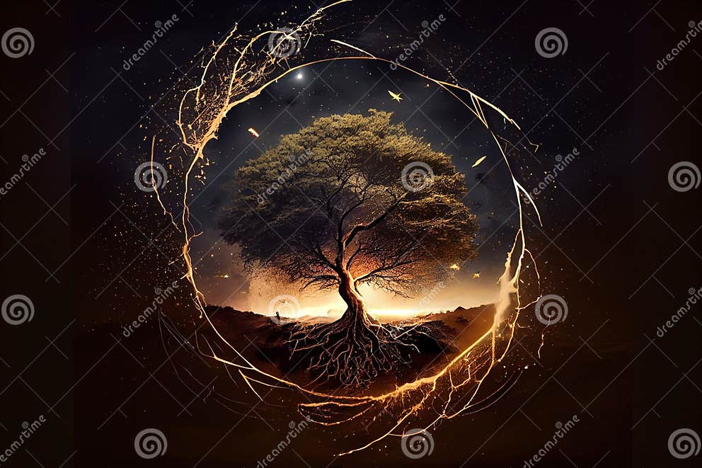 Tree of Progress, Made with Generative AI Stock Illustration ...