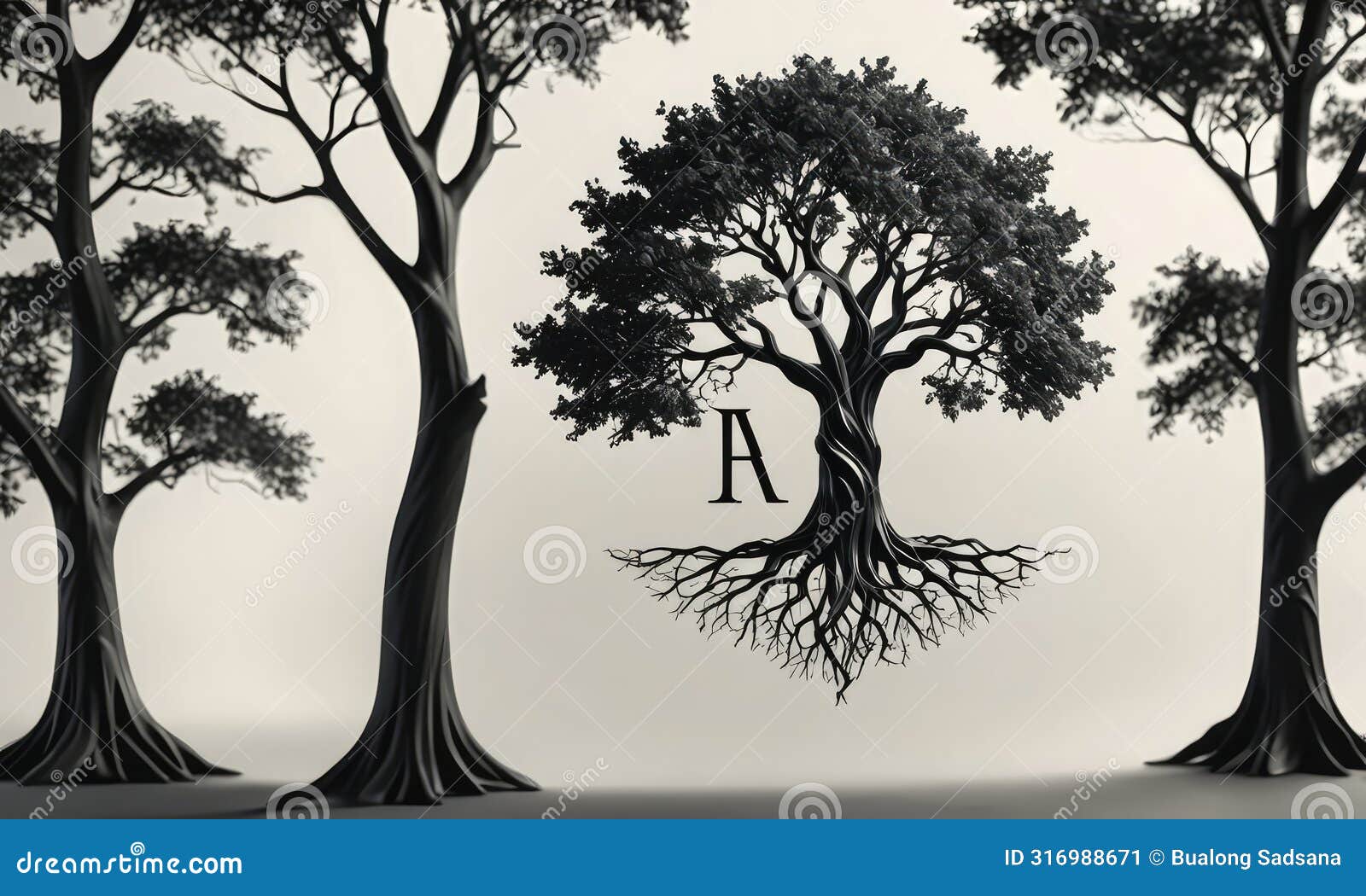 A Tree with a Root in the Air. Stock Illustration - Illustration of ...