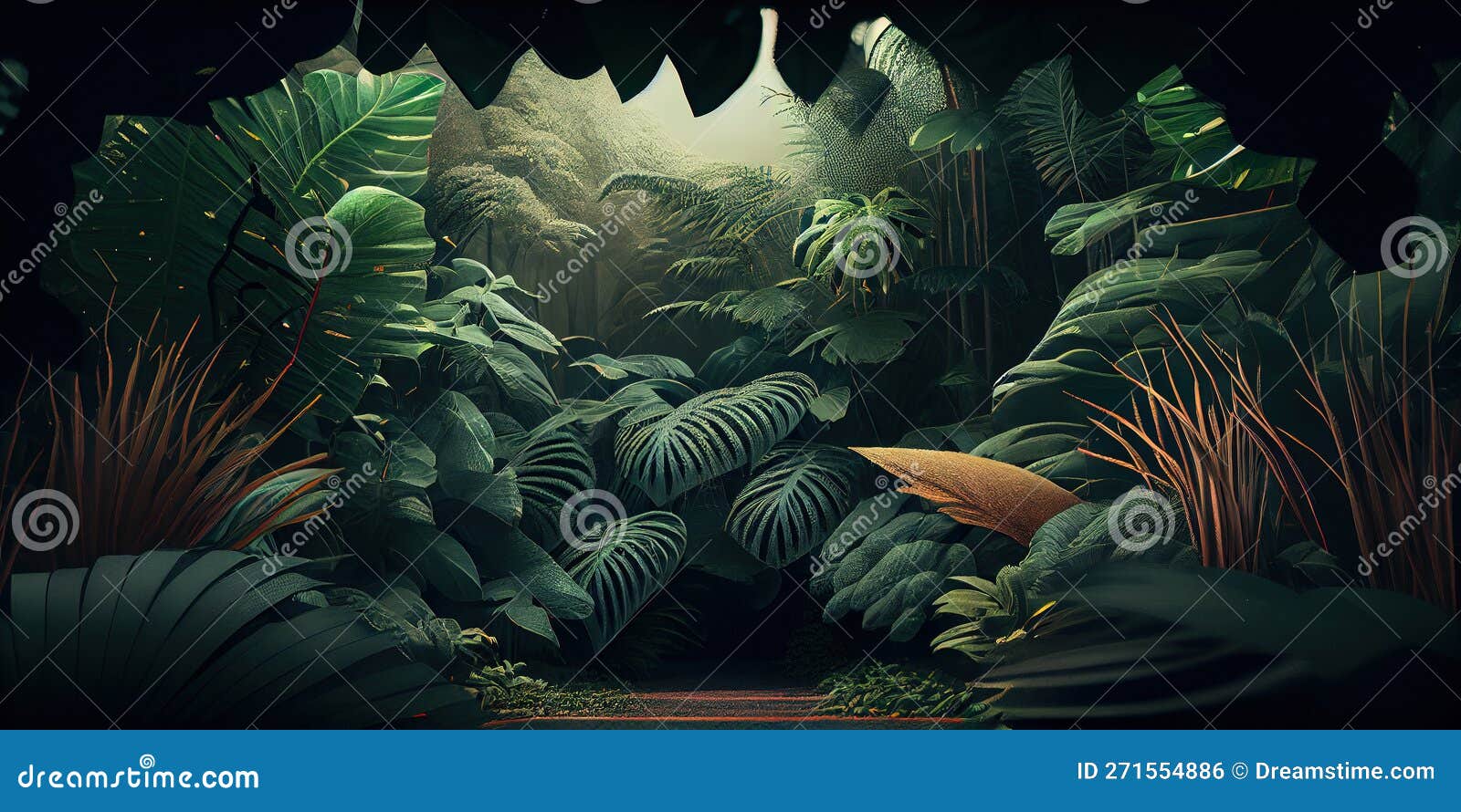 AI Generated Tropical Forest Scene Stock Illustration - Illustration of ...