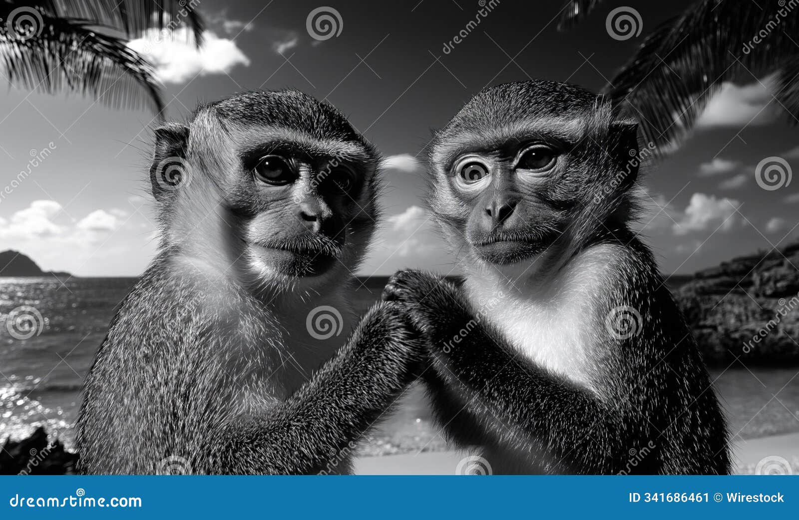 Two Monkeys Hugging. Vector Illustration In Flat Cartoon Style ...