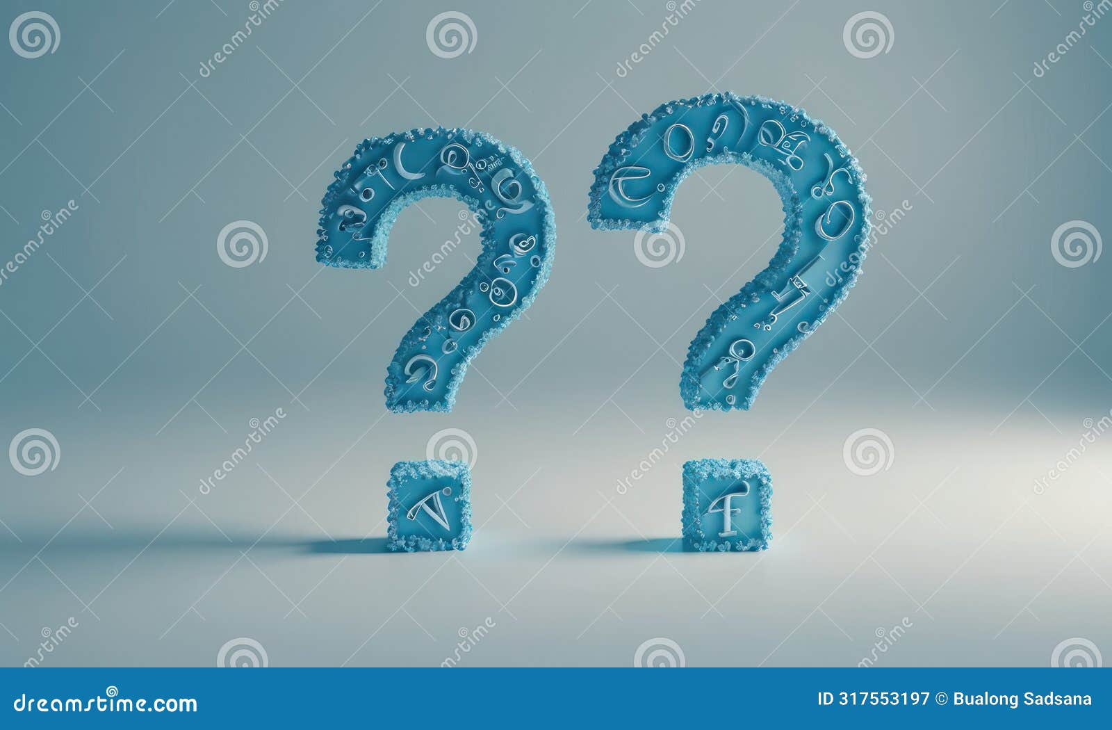 Two Blue Question Marks are Placed Next To Each Other on a White ...