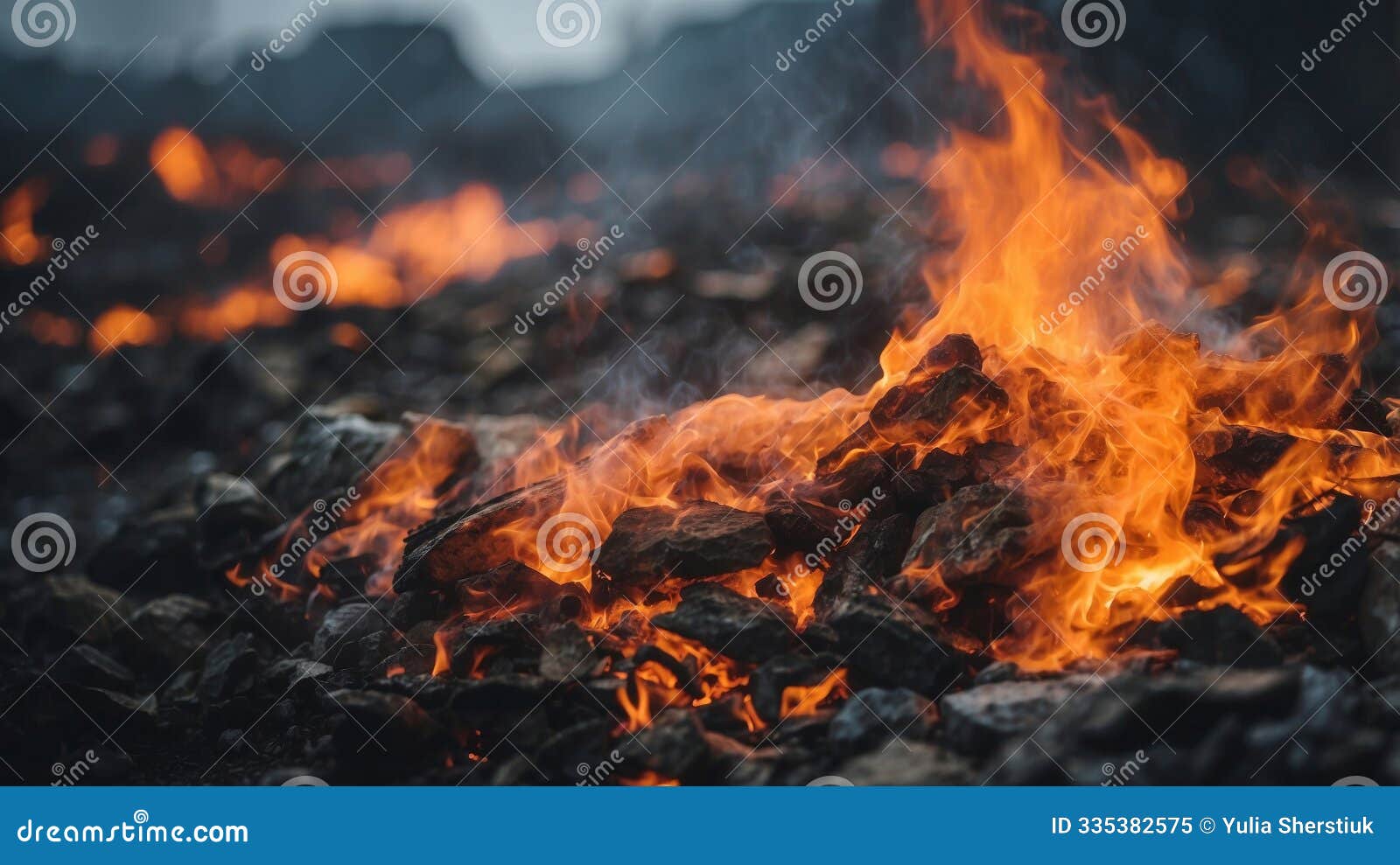 Type of Fire when Burning Waste in a Landfill. Stock Image - Image of ...